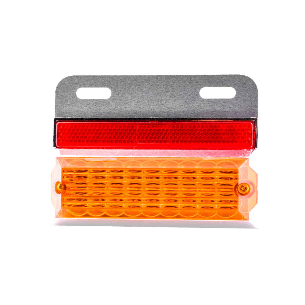 Faro LED Lateral Rectangular Ambar Reflectivo Rojo Con Base Cromado Mu