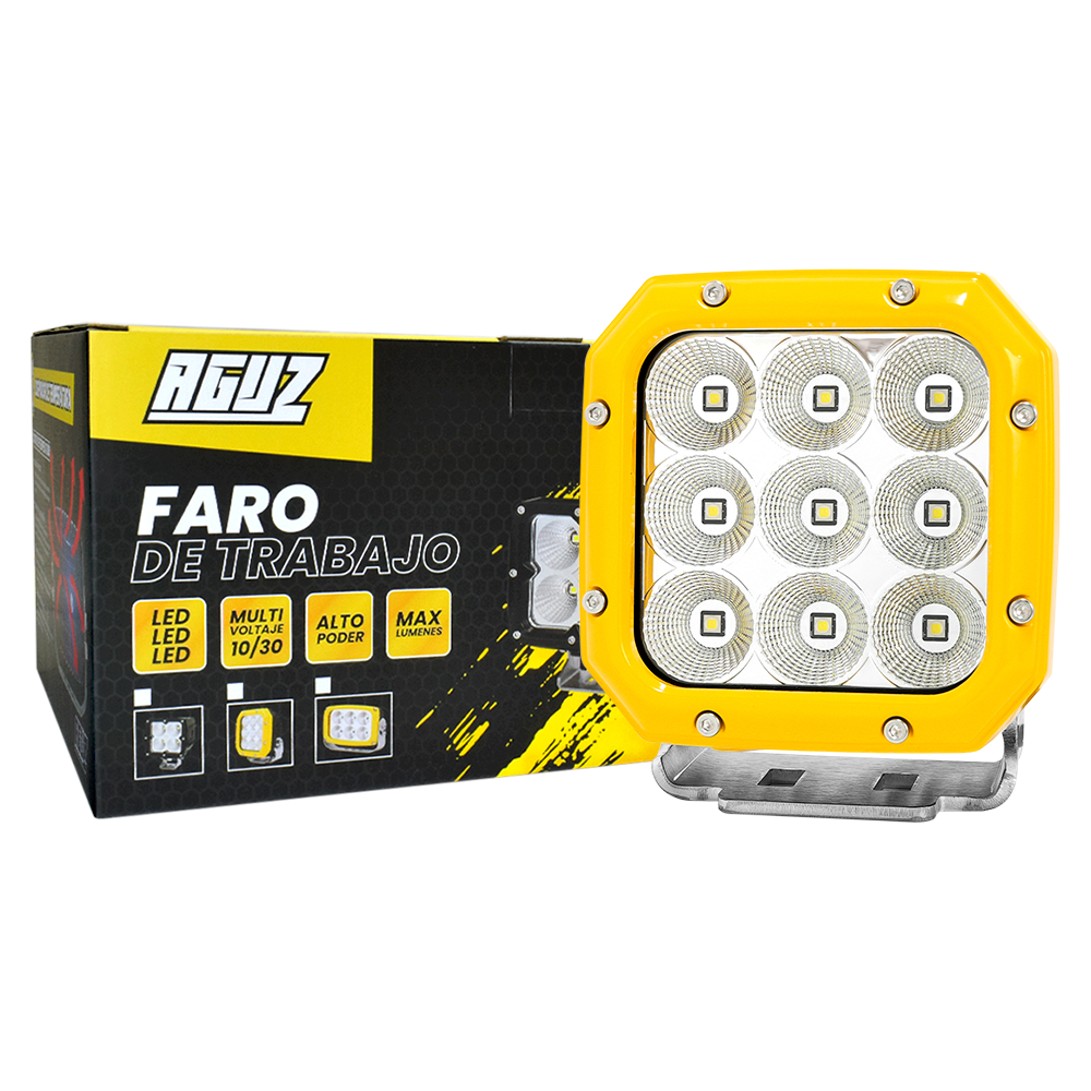Faro de Trabajo 6" Pesado 9 LED Cuadrado Luz Blanca AGUZ